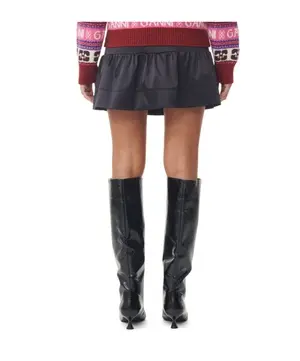 GANNI Double Satin Flounce Mini Skirt
