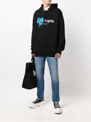 Palm Angels St Moritz Heart Spray Cotton Hoodie
