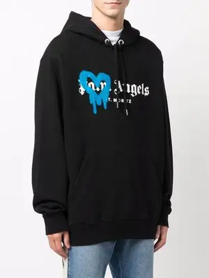 Palm Angels St Moritz Heart Spray Cotton Hoodie