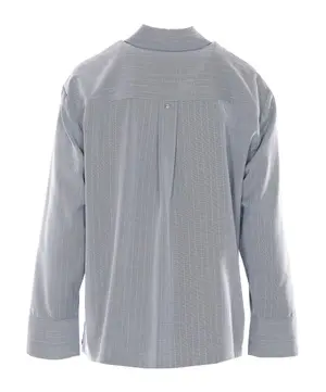 Liu Jo Striped Shirt With Lapel Collar And Pocket Detail - Gray