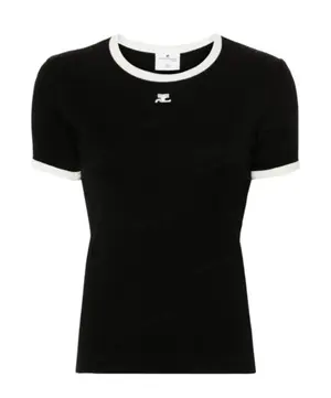COURREGES Signature Contrast T-shirt - Black