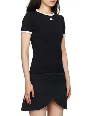 COURREGES Signature Contrast T-shirt - Black