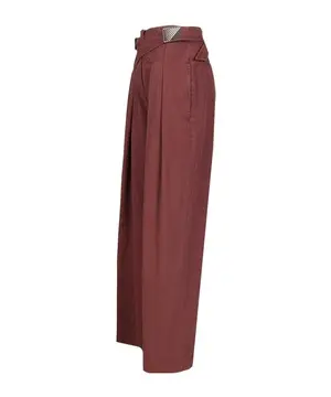Attico Pleated Wide-leg Trousers With Buckled Belt