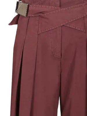 Attico Pleated Wide-leg Trousers With Buckled Belt