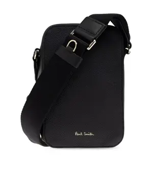Paul Smith Leather Cross Body Bag With Signature Stripe Detail - Black