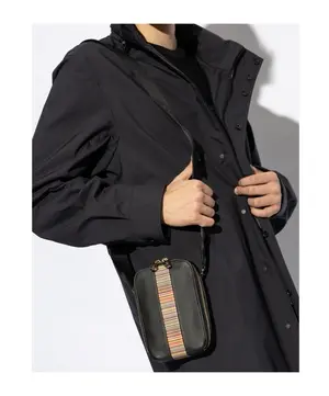 Paul Smith Leather Cross Body Bag With Signature Stripe Detail