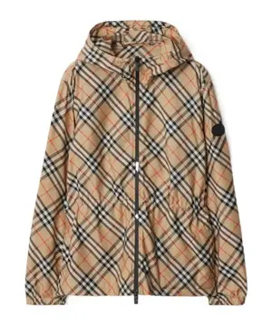 Burberry Checked Hooded Jacket - Sand
