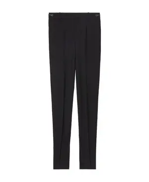 Gucci Pleated Front Trousers With Buckle Detail - Black