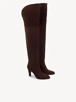 Chloé 85mm Eve Suede Over-the-knee Boots - Chocolate Brown