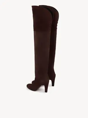 Chloé 85mm Eve Suede Over-the-knee Boots - Chocolate Brown