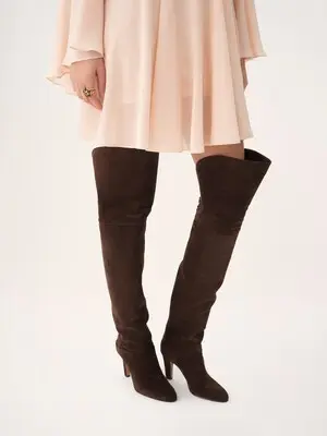 Chloé 85mm Eve Suede Over-the-knee Boots - Chocolate Brown