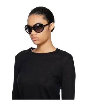 TOM FORD Oval Frame Sunglasses - Black