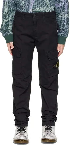 Stone Island Logo Patch Cargo Trousers - Black