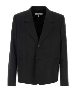 Loewe Single-breasted Gabardine Jacket With Notched Lapels - Grey