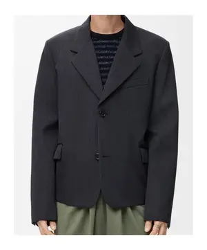 Loewe Single-breasted Gabardine Jacket With Notched Lapels - Grey