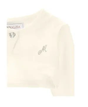 Monnalisa Logo Embellished Cropped Cardigan