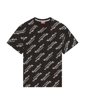 Kenzo All-over Logo Printed Crewneck T-shirt - Black