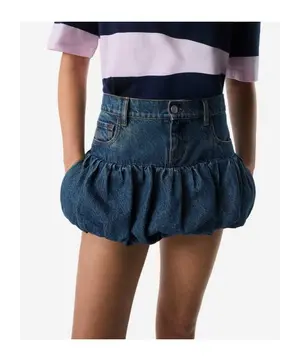 Coperni Gathered-hem Denim Mini Skirt