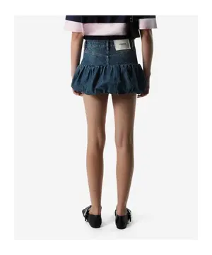 Coperni Gathered-hem Denim Mini Skirt