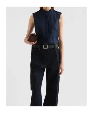 JIL SANDER Poplin Ruffle Top