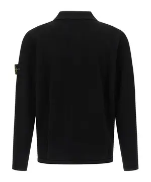 Stone Island Long-sleeve Knit Polo Shirt - Black