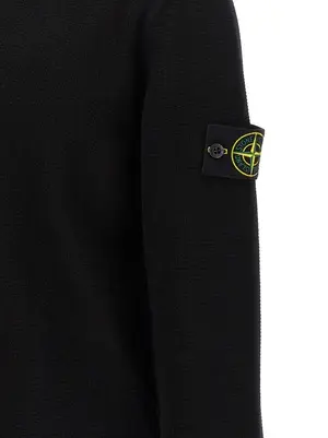 Stone Island Long-sleeve Knit Polo Shirt - Black