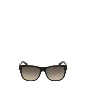 Gucci Black And Gold Logo Detail Sunglasses - Gray