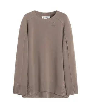 LANVIN Ribbed Cuff Oversized Jumper - Gray