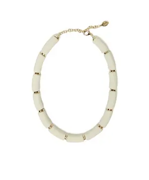 Max Mara Leather Choker Necklace With Metal Details - Ivory
