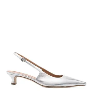 AeydĒ Catrina Metallic Leather Slingback Pumps - Silver