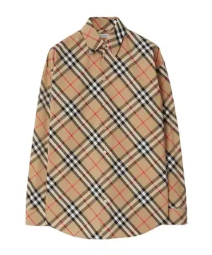 Burberry Check Print Long Sleeve Shirt - Nude