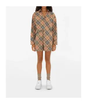 Burberry Check Print Long Sleeve Shirt - Nude