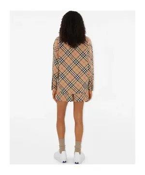 Burberry Check Print Long Sleeve Shirt - Nude