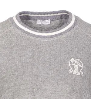 Brunello Cucinelli Embroidered Detail Crew Neck Sweater