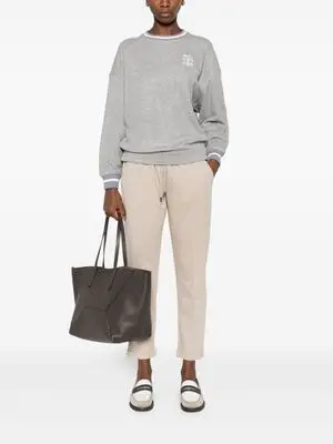 Brunello Cucinelli Logo Embroidered Long-sleeve Sweater
