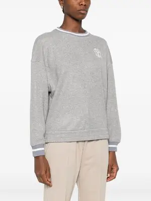 Brunello Cucinelli Logo Embroidered Long-sleeve Sweater