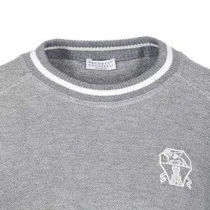 Brunello Cucinelli Logo Embroidered Long-sleeve Sweater