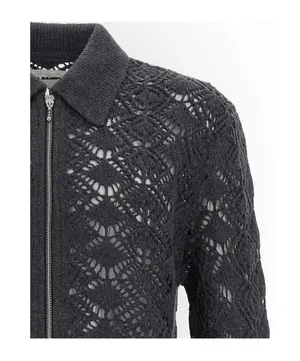 JIL SANDER Openwork Zipped Knit Cardigan - Black