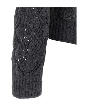 JIL SANDER Openwork Zipped Knit Cardigan - Black