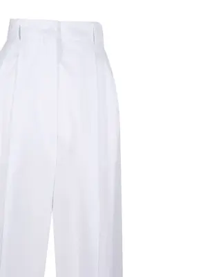 Sportmax High-waisted Cotton Trousers With Pleats