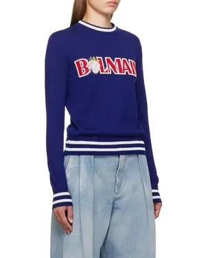 Balmain Striped Logo Pullover