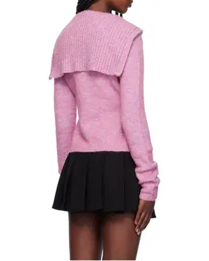 GANNI Knit Sweater With Collar And Zipper Closure