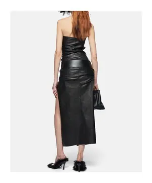 Attico Off-the-shoulder Ruched Waist Midi Dress - Black