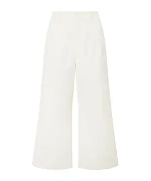 Staud High Waist Wide Leg Casual Pants - Ivory