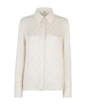 Fendi Ff Motif Jacquard Long-sleeved Shirt - White