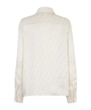 Fendi Ff Motif Jacquard Long-sleeved Shirt - White