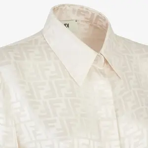 Fendi Ff Motif Jacquard Long-sleeved Shirt - White