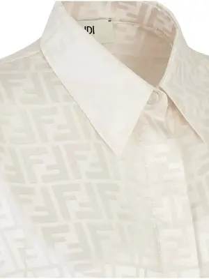 Fendi Ff Motif Jacquard Long-sleeved Shirt - White