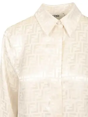 Fendi Ff Motif Jacquard Long-sleeved Shirt - White
