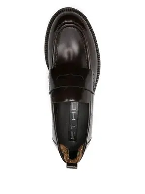 Etro Leather Penny Loafers - Black